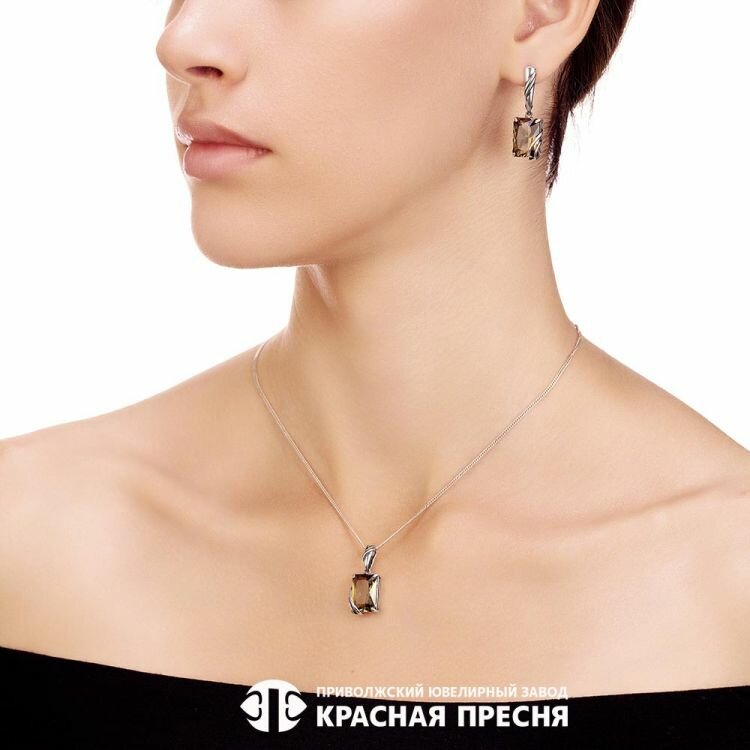 Подвеска, серебро, 925 проба, оксидирование, стекло
