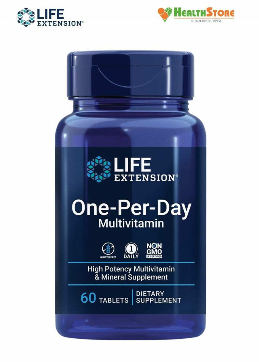 Life Extension One-Per-Day Muitivitamin 60 таблеток Витаминно-минеральный комплекс мультивитамины витамины для приема один раз в день лайф экстеншн