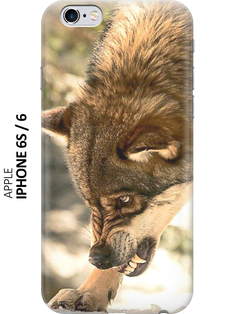 Силиконовый чехол на Apple iPhone 6s / 6 / Эпл Айфон 6 / 6с с рисунком "Лютый волк"