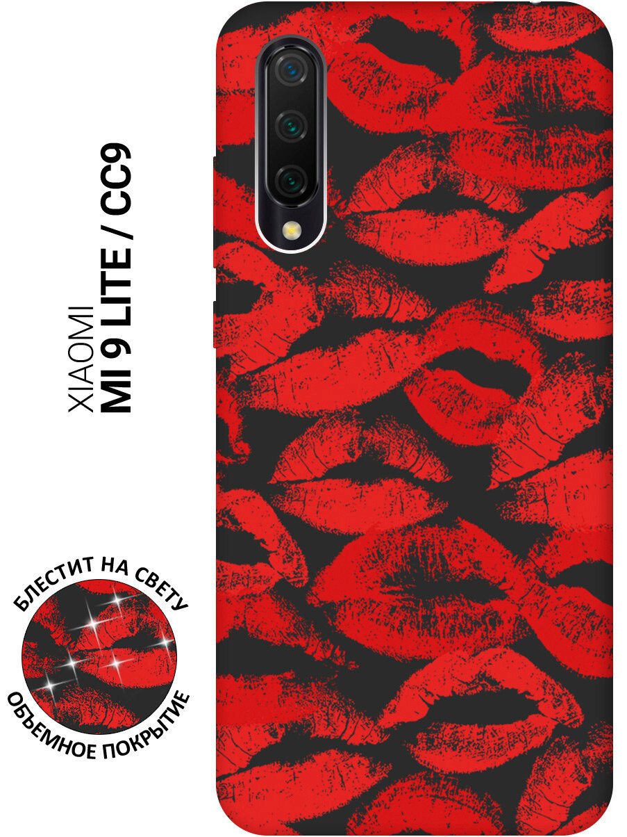 Матовый Soft Touch силиконовый чехол на Xiaomi Mi 9 Lite / CC9 / Сяоми Ми 9 Лайт / Ми СС9 с 3D принтом "Kiss" черный