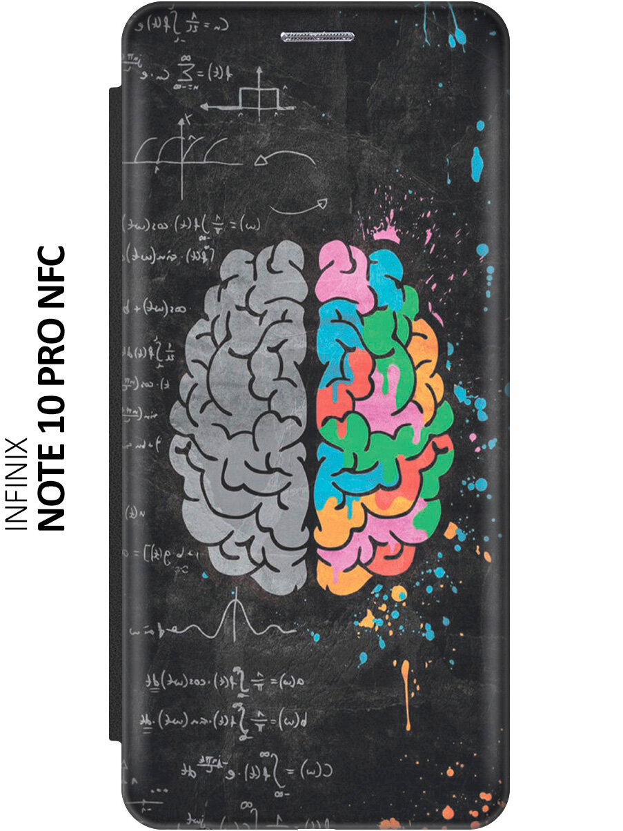 Чехол-книжка на Infinix Note 10 Pro NFC / Инфиникс Нот 10 Про c принтом "Красочное полушарие" черный