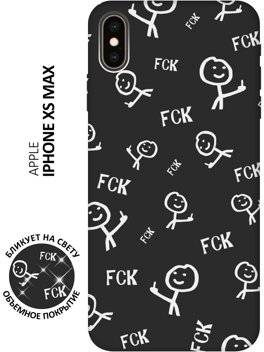 Силиконовый чехол на Apple iPhone XS Max / Эпл Айфон Икс Эс Макс с рисунком "Fck Pattern W" Soft Touch черный
