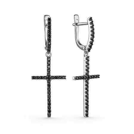 Серьги с подвесками, серебро, 925 проба, фианит