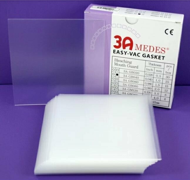 EV Gasket Bleaching 040 - пластины для изготовления капп для отбеливания, квадратные (127x127x1,0 мм), 25 шт.