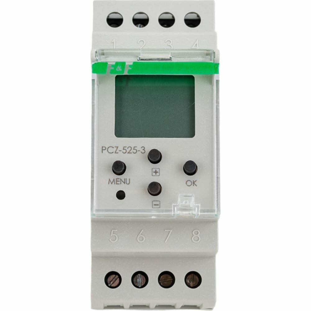 Астрономическое реле времени Евроавтоматика F&F PCZ-525-3, коррекция времени вкл/выкл, ночной перерыв, 2 модуля, c фу