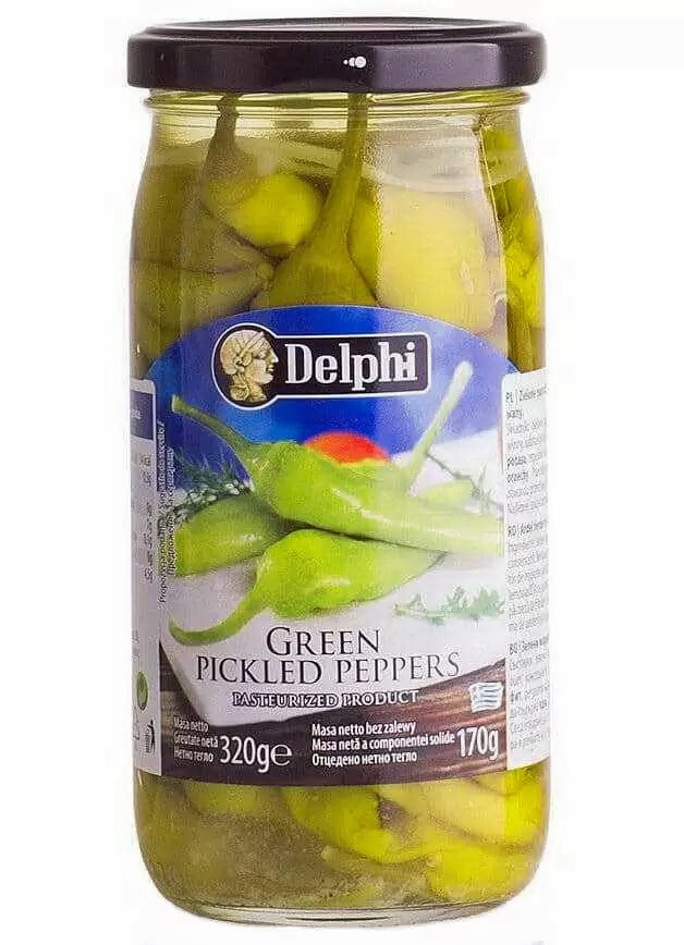 Маринованный перец DELPHI "Зеленый", в стеклянной банке, 320г