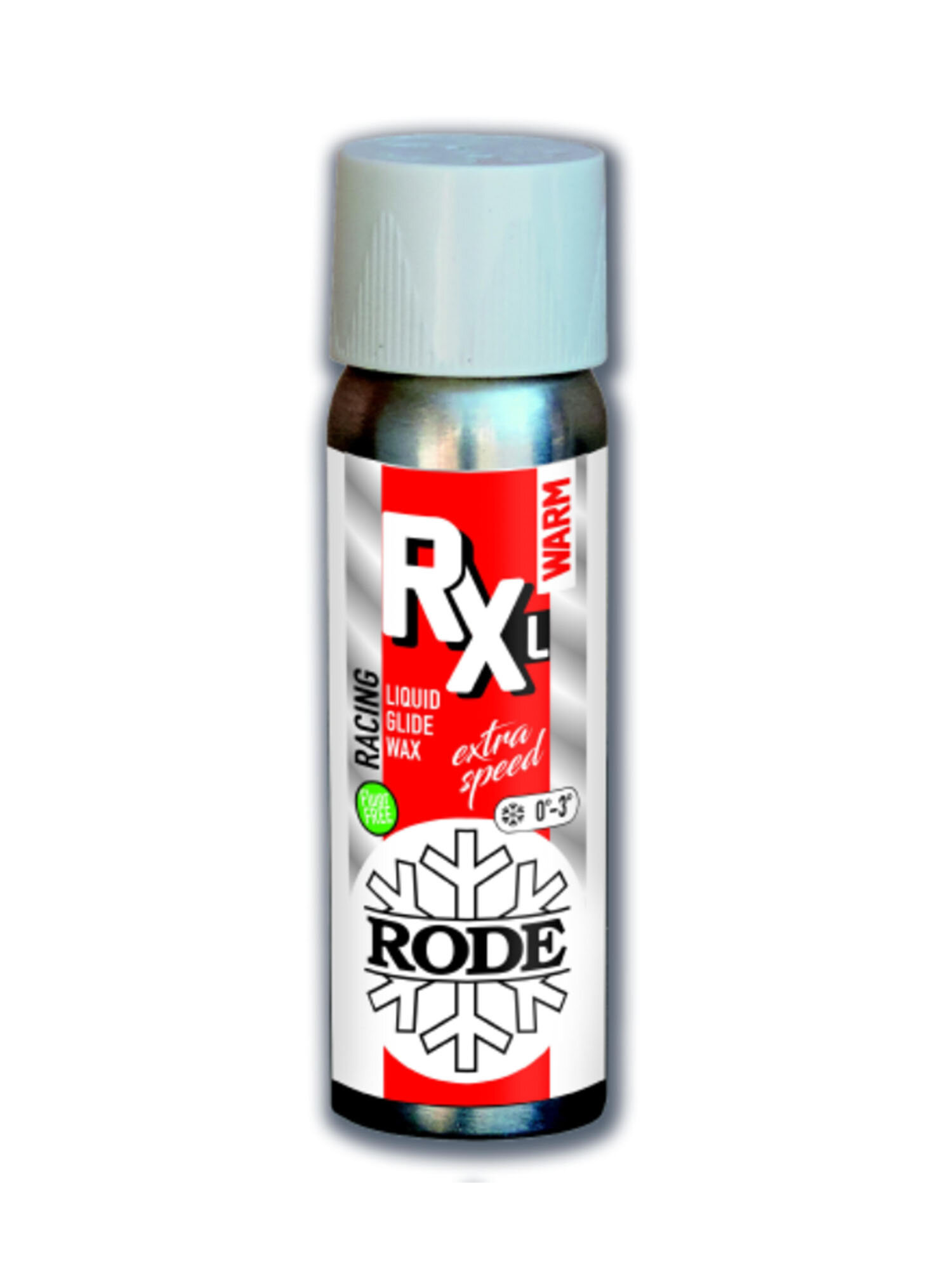 Бесфтористый парафин скольжения жидкий RODE Racing Extra Liquid Warm 0C°. -3C° Fluor Free 80 ml