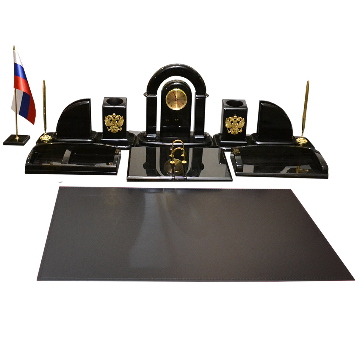 Письменный набор для руководителя из обсидиана "Премиум 3-VIP1"