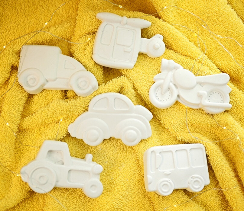 Набор 3D Раскрасок Гипсики "Автомобили", для развития моторики, 6 шт