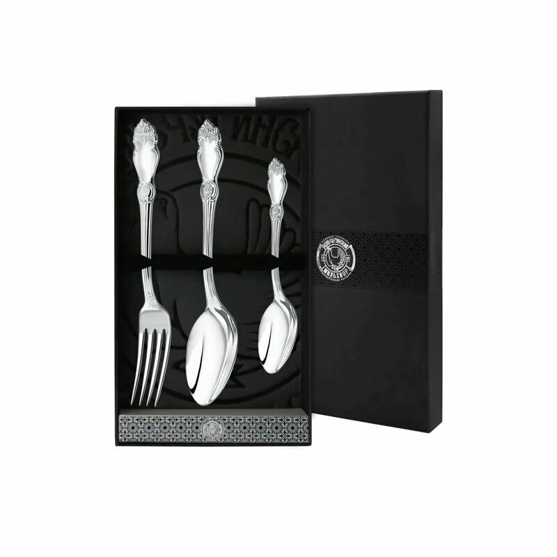 Кольчугинский мельхиор Столовые приборы "Серебряная роза" 3 предмета из мельхиора (КМ0940301)