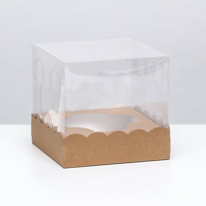 Коробка кондитерских изделий с ложементом, крафт, 15×15×14 см