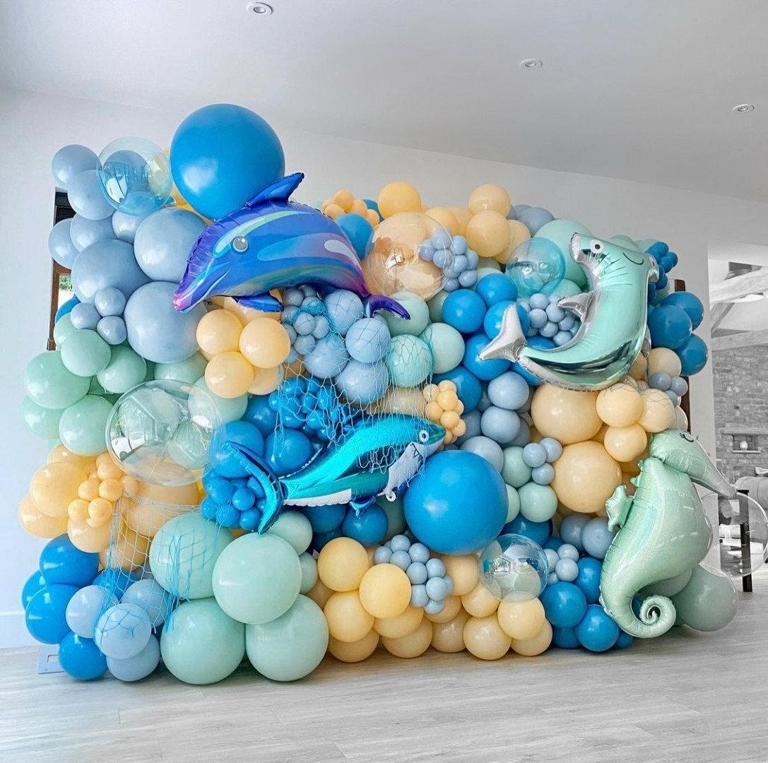 Фотозона – стена из шаров «Морские обитатели»