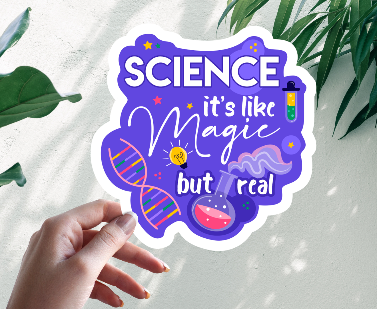 Наклейка Стикер 20см Science it's like Magic but real Наука это как магия, но настоящая