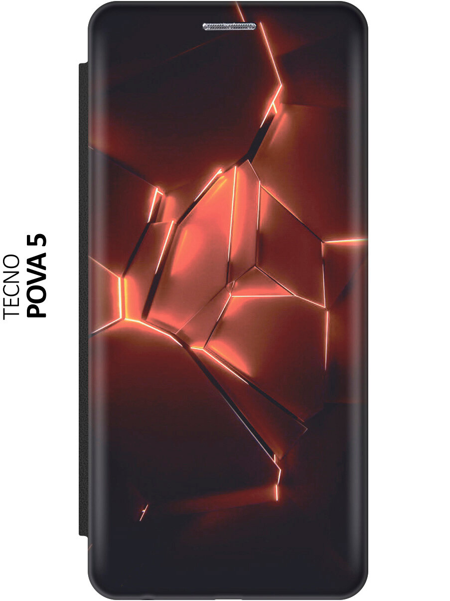 Чехол-книжка Красные фонари на Tecno Pova 5 / Техно пова 5 черный