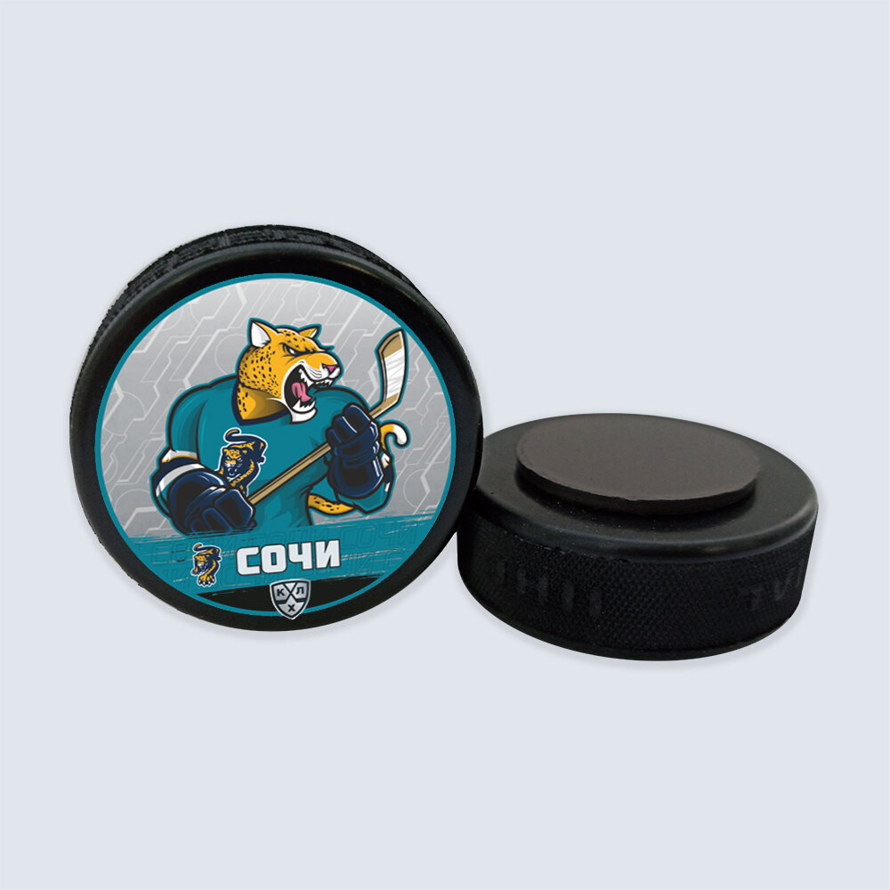 Магнит мини шайба "KHL OFFICIAL" (Запад - ХК Сочи талисман цветная)