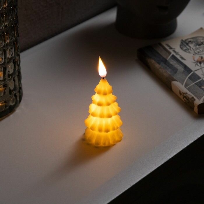 Светодиодная фигура Luazon Lighting "Ёлочка", 6х12х6 см, пластик, батарейки АГ13 3 шт в комплекте, свечение теплое белое