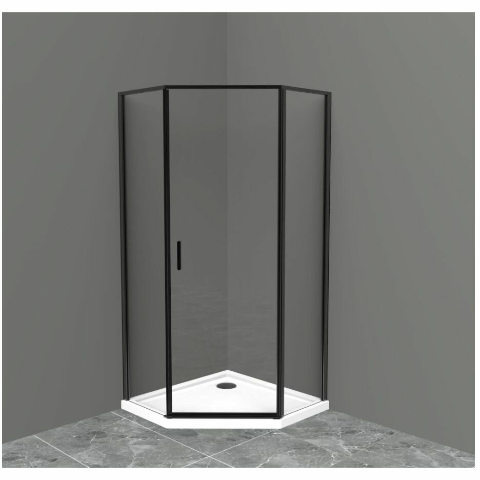 Душевой уголок BelBagno (Бельбагно) UNO-195-P-1-90-C-NERO черный матовый стекло прозрачное 5 мм (900х1950х900)