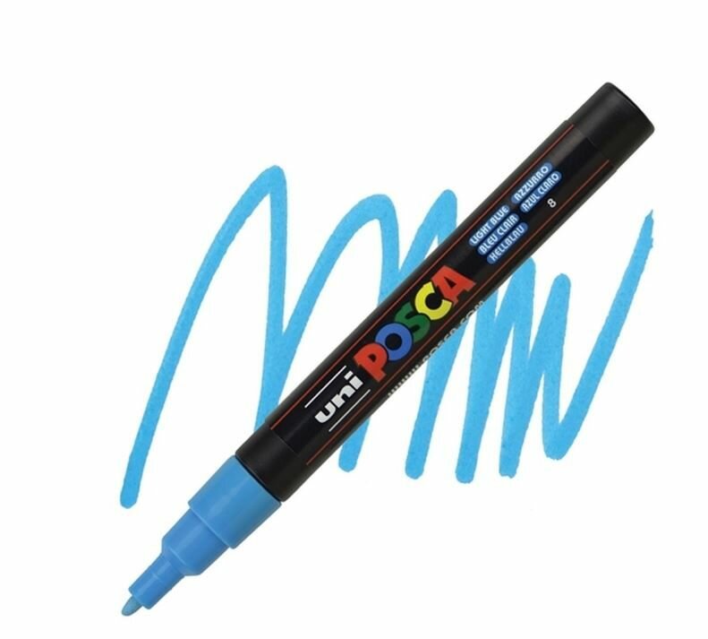 Маркер POSCA PC-3M, голубое небо, 0.9 - 1.3 мм, пулевидный наконечник