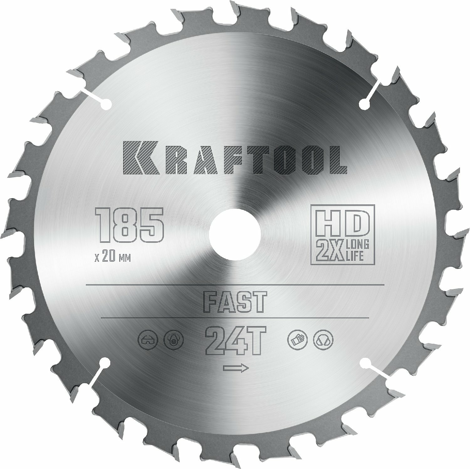 Пильный диск по дереву KRAFTOOL Fast 185х20мм 24 зубьев для быстрых продольных и поперечных пропилов твердой и мягкой древесины