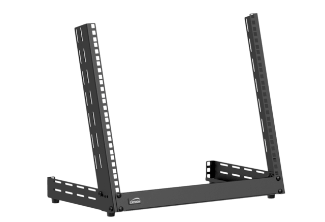 Caymon TPR309A/B Стойка настольная телекоммуникационная 19" рэк. Материал сталь. Открытая конструкция. Регулируемый наклон. Монтажная высота 9U. Габаритные размеры, мм (Ш x В (с резиновыми ножками) x Г): 509 x 446,2 x 301,3. Масса 8 кг. Цвет черный (RAL