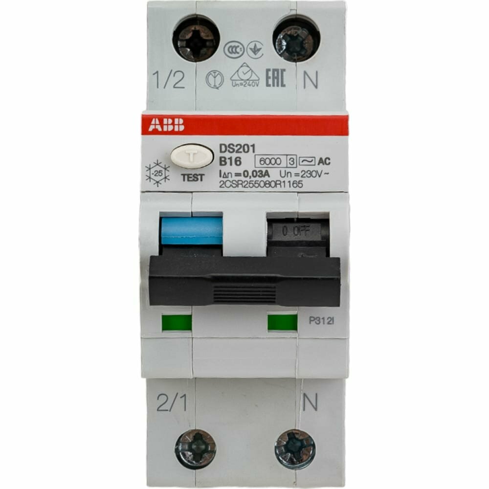 Автоматический выключатель дифференциального тока ABB DS201, B16, AC30 2CSR255080R1165