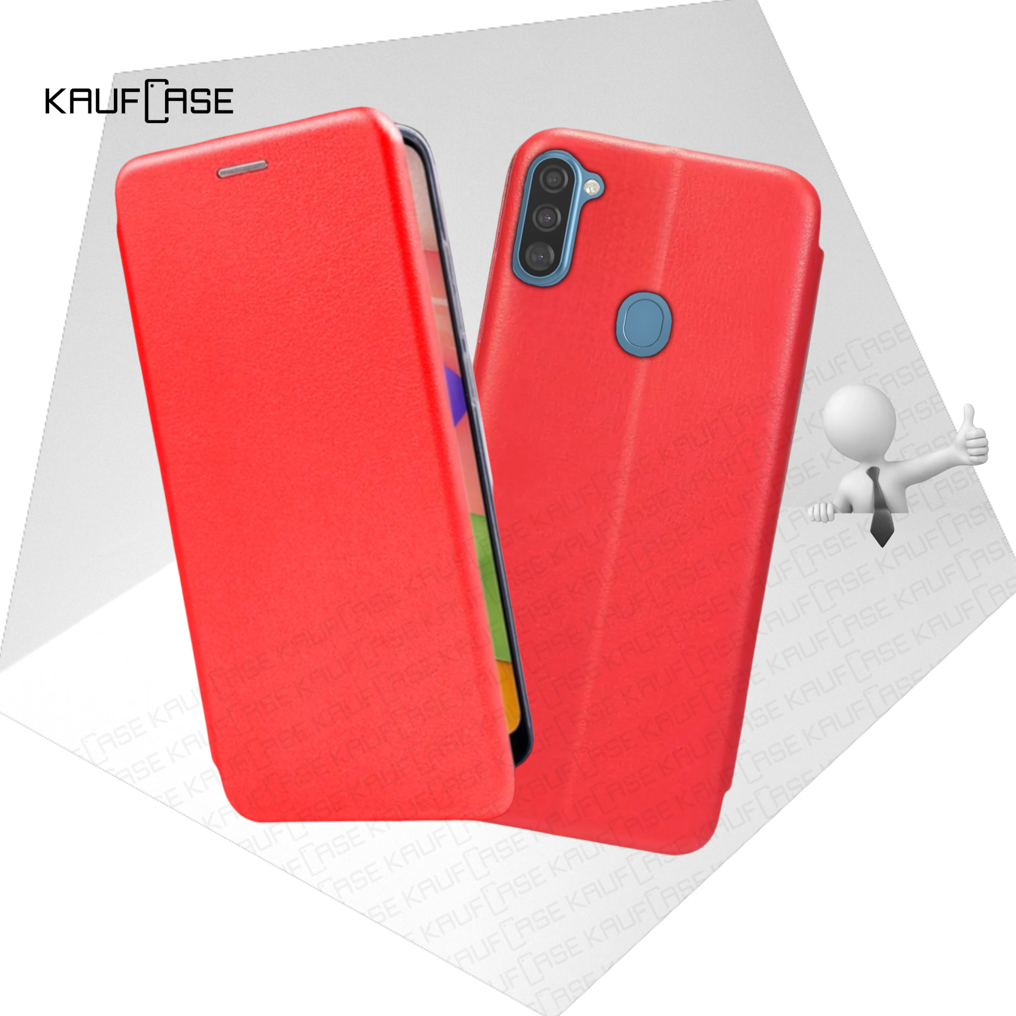 Чехол книжка для телефона Samsung A11 /M11 (A115 /M115) (6.4"), красный. Текстура под кожу