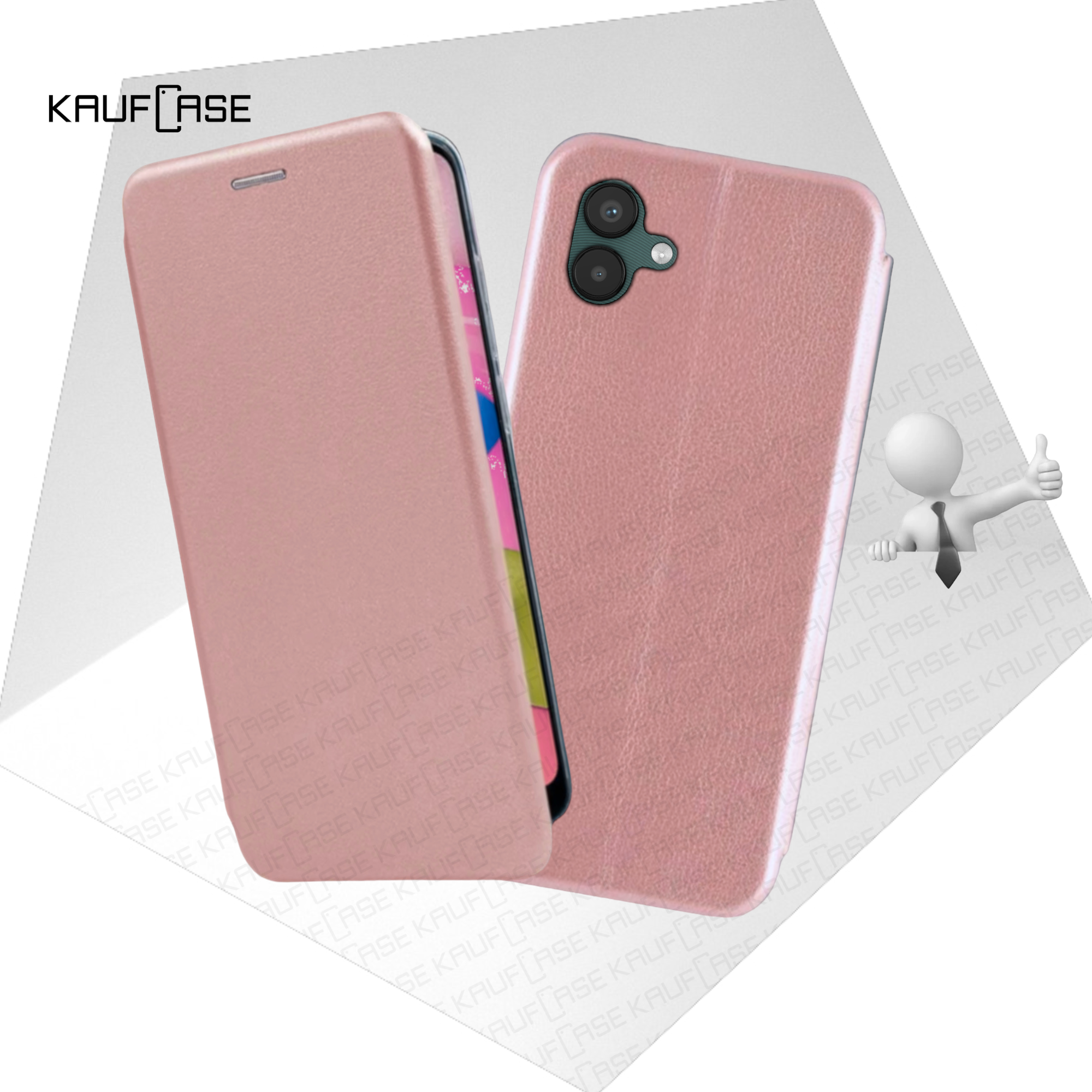 Чехол книжка для телефона Samsung A05 (A055) (6.7"), розовое золото. Текстура под кожу