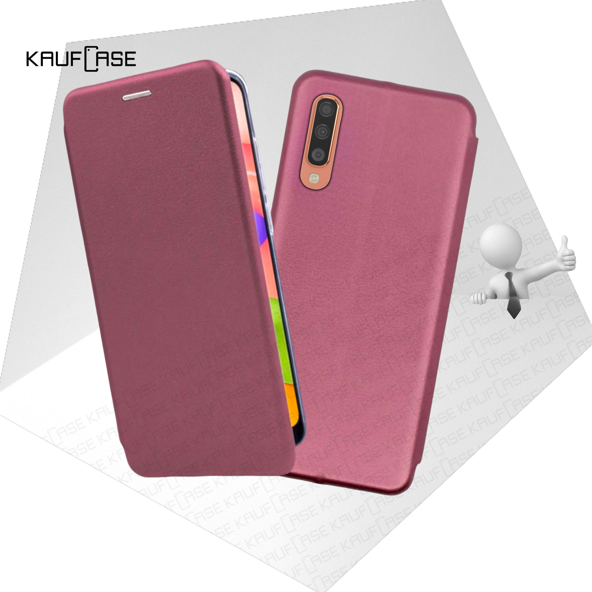 Чехол книжка для телефона Samsung A50 (A505)/ A30s (A307) (6.4"), бордовый. Текстура под кожу