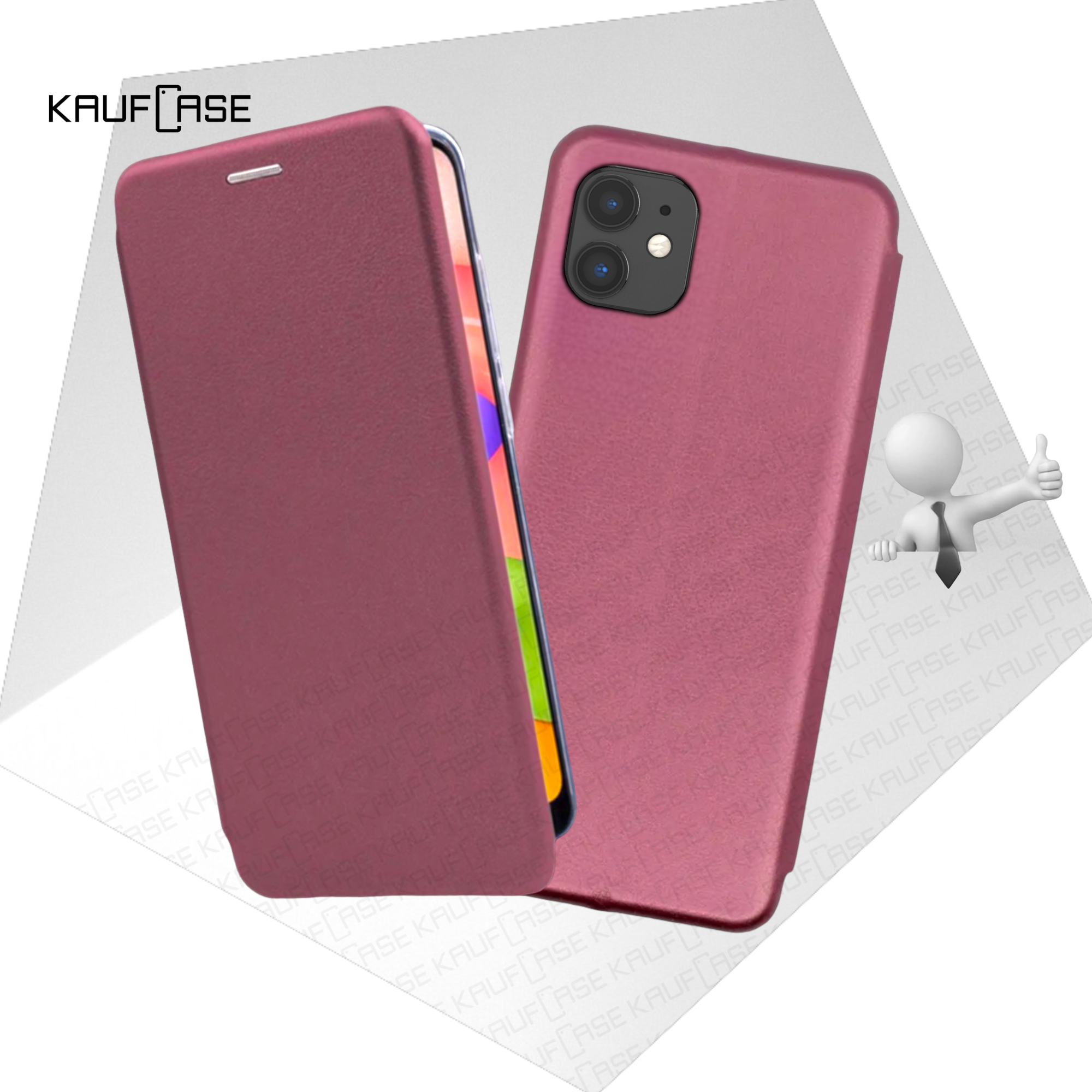Чехол книжка для телефона Apple iPhone 11 (6.1"), бордовый. Текстура под кожу
