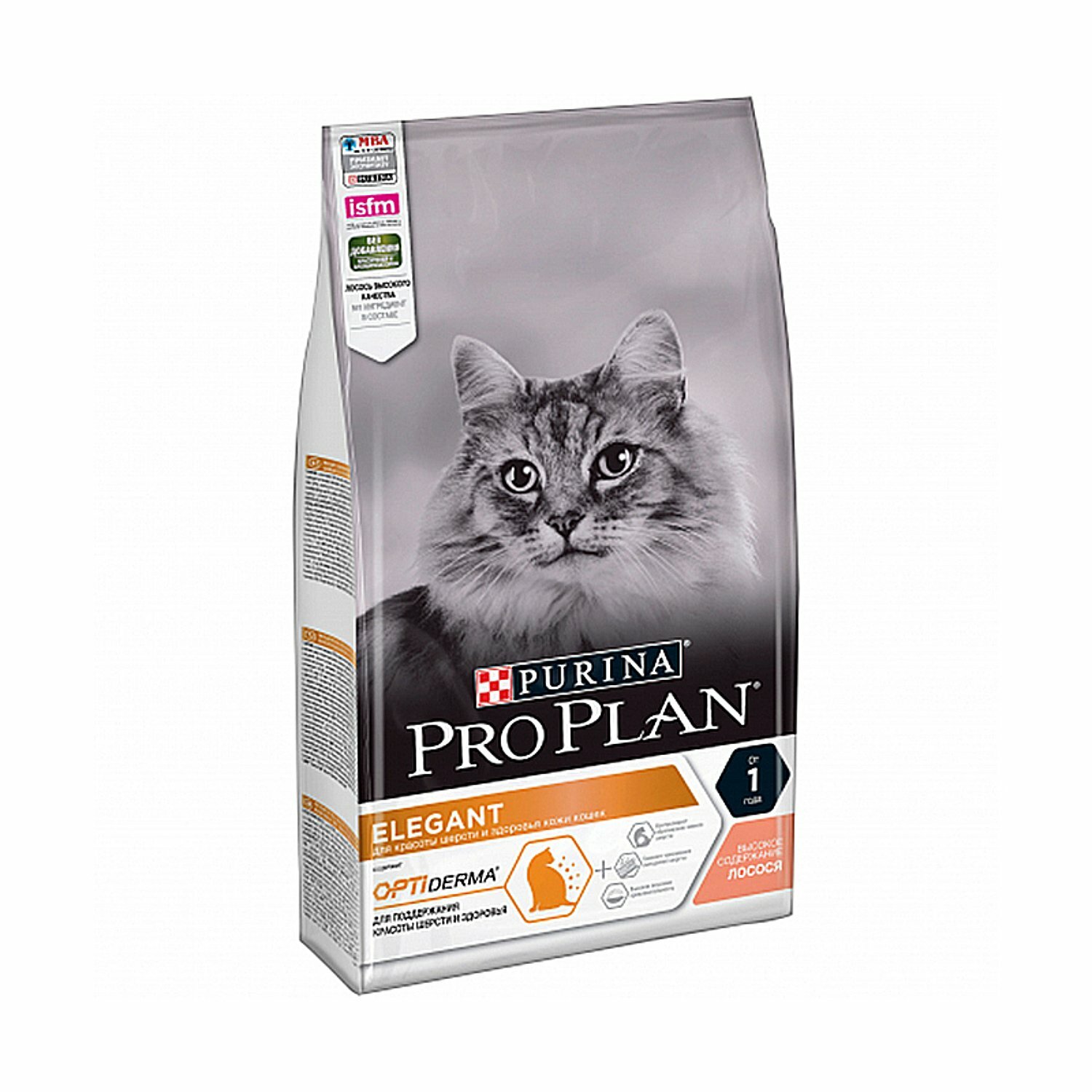 Purina PRO PLAN Elegant Корм сухой для кошек с чувствительной кожей, с лососем, 1,5 кг