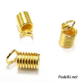 Фурнитура для бижутерии Концевик пружина DC012-01 золотой цвет 10x5 мм, цена за 100 шт.