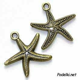 Фурнитура для бижутерии Подвеска Морская звезда 0003882 бронзовый цвет 27x27 мм, цена за 2 шт.