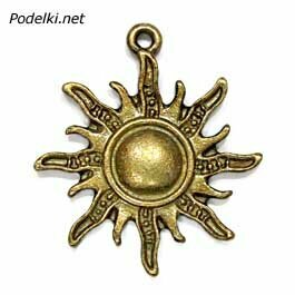 Фурнитура для бижутерии Подвеска Солнце с лучами 0004577 бронзовый цвет 28x24 мм, цена за 2 шт.