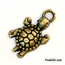 Фурнитура для бижутерии Подвеска Черепаха 0001377 бронзовый цвет 23x14 мм, цена за 10 шт.
