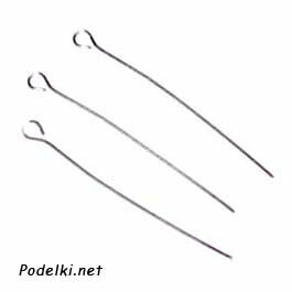 Фурнитура для бижутерии Пин с петлей 0001209 серебряный цвет 40 мм, цена за 100 шт.