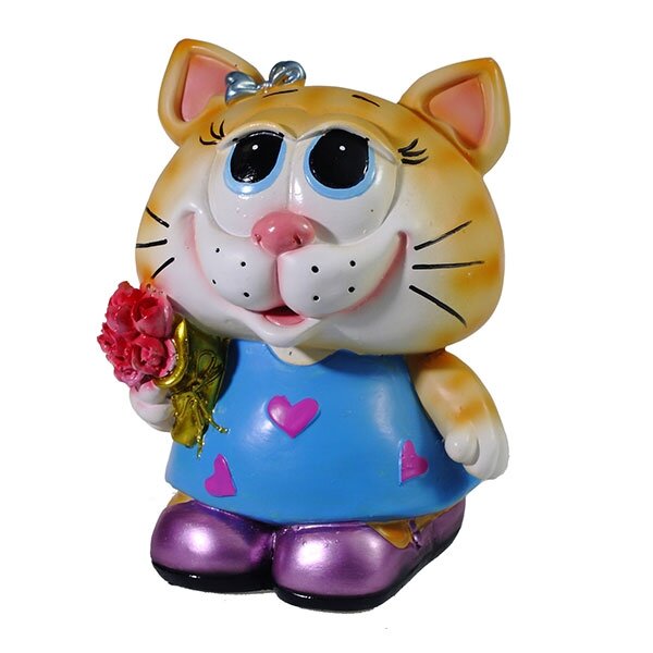 Копилка Кошечка с цветами (цвет рыжий), 12*10.5*16см KSMR-713139/SK031