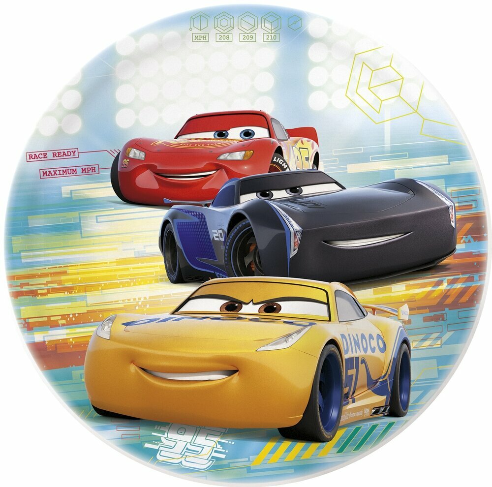 Тарелка для детей Stor "Тачки. Светофор", керамика, голубая, 19см