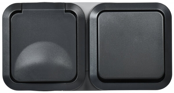 IEK TORS Блок розетка + выключ. гор. 16А IP55 TS142 графит