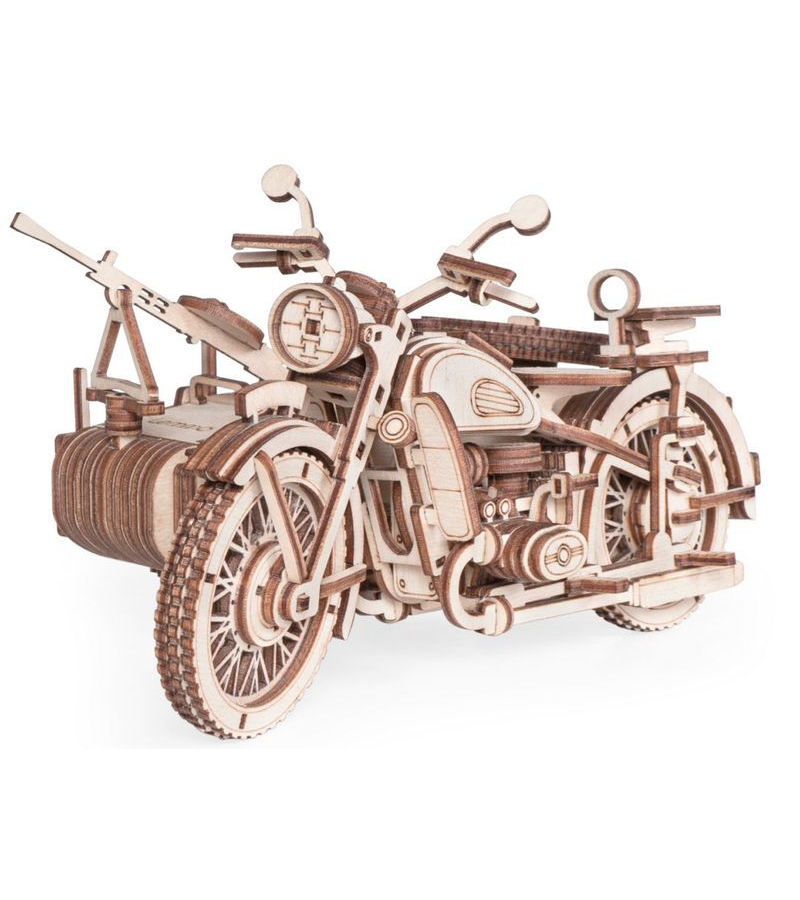 Деревянный конструктор Lemmo мотоцикл С коляской «уран», 288 деталей