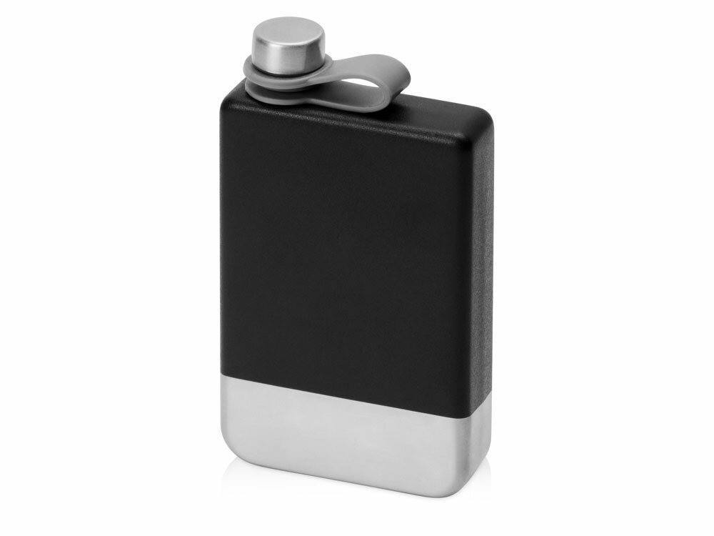 Фляжка с матовым покрытием «Patagonia» 250 мл, цвет черный/серебристый