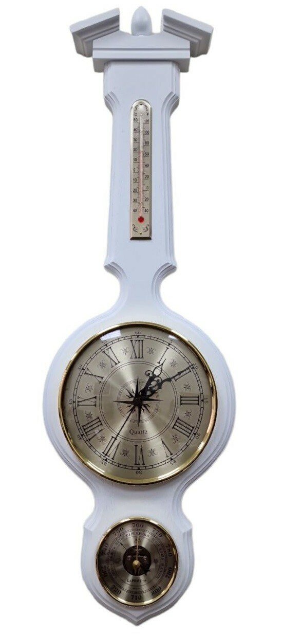 Метеостанция настенная 3 в 1 (часы, барометр, термометр) "Магнум" цвет белый (массив дуба)