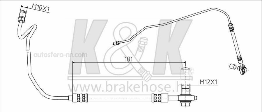 K&K FT0459 Шланг тормозной VOLKSWAGEN Passat Variant (3B6) 2.0 2.3 VR5 11.00-05.05