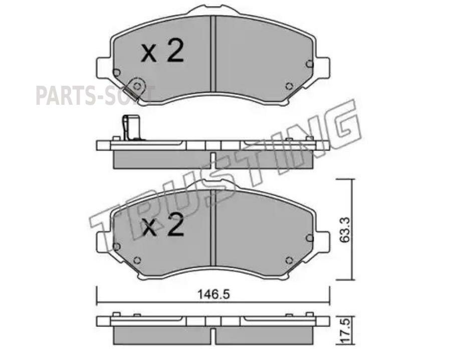 К-т дисков. тормоз. колодок Jeep Wrangler/Cherokee 2008-, Dodge Nitro 2007- F Trusting арт. 8790