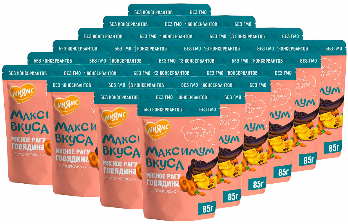 Мнямс максимум вкуса для взрослых собак мясное рагу с говядиной и морковью (85 гр х 24 шт)