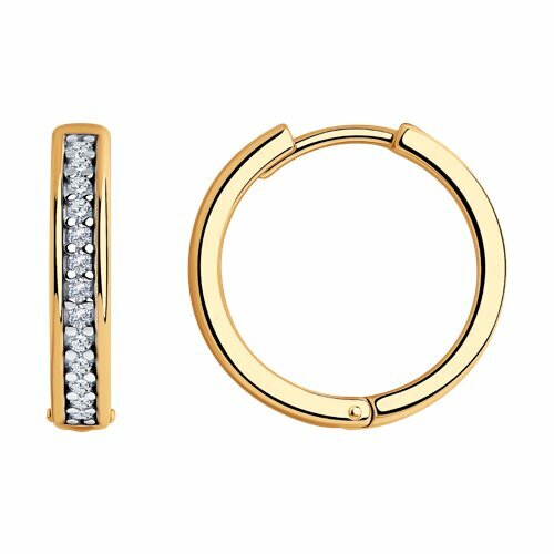 Серьги конго, серебро, 925 проба, золочение, фианит