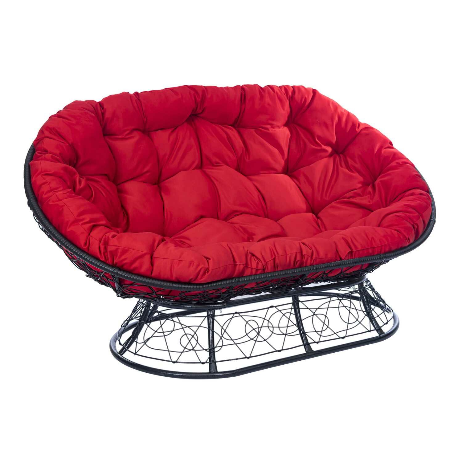 Диван садовый мамасан плюс черный + подушка красная