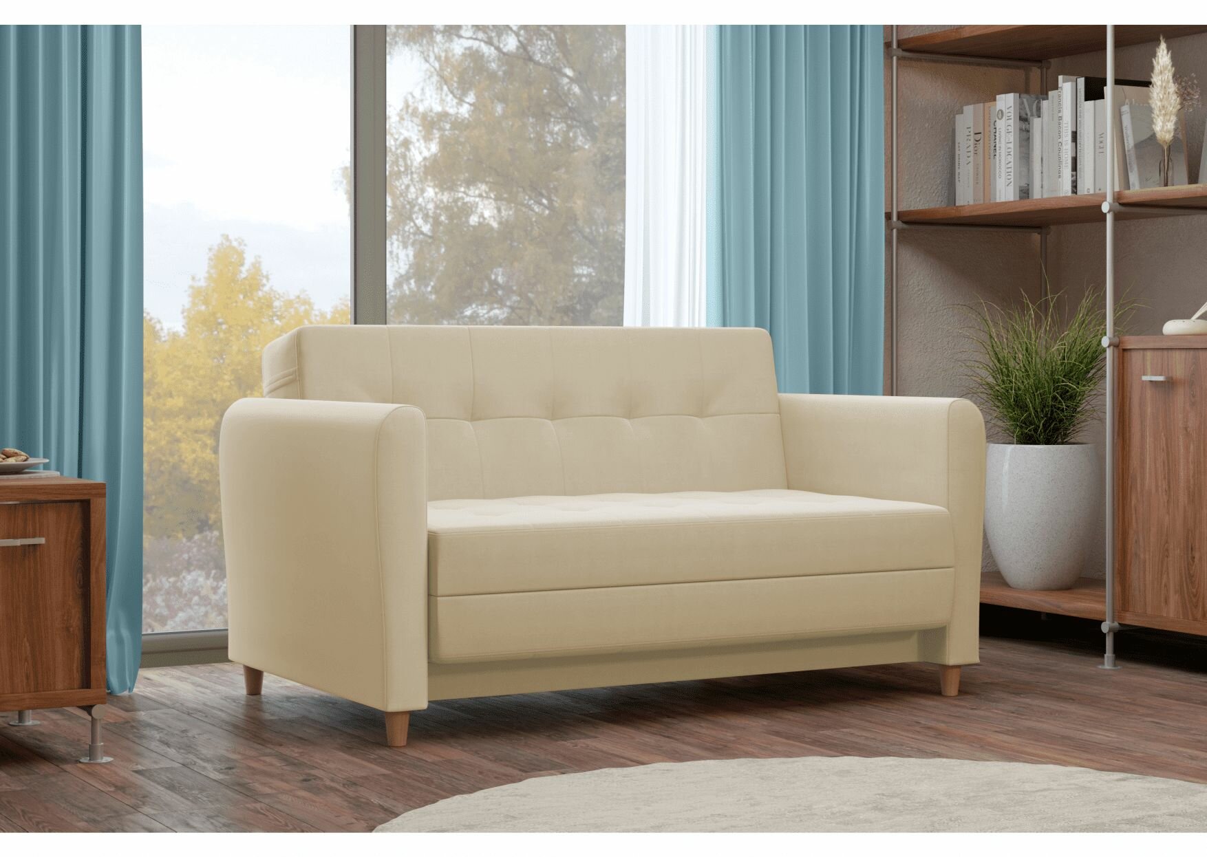 Диван-кровать раскладной, еврокнижка Ингри в цвете светло-бежевый (Велутто 18)