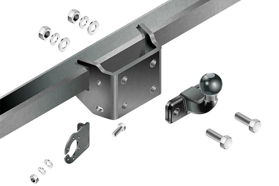 Фаркоп Steinhof V-037 для Volkswagen Crafter II бортовой, двойные колёса 2016-(паспорт и сертификат в комплекте)(без электрики)