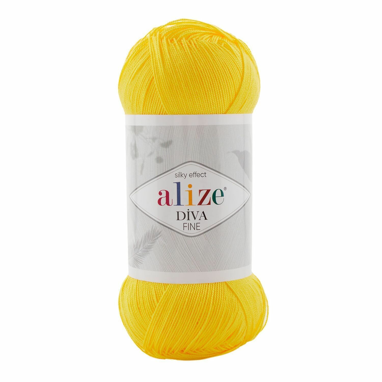 Пряжа DIVA FINE ALIZE, лимон - 110, 100% микрофибра акрил, 5 мотков, 100 г, 600 м.