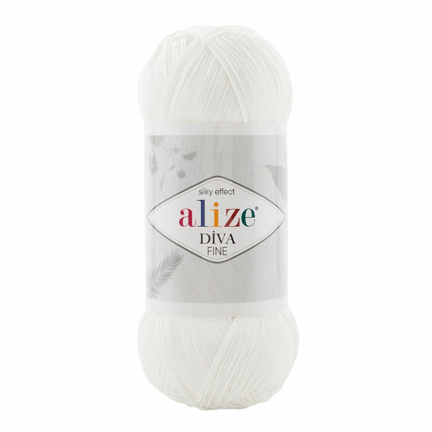 Пряжа DIVA FINE ALIZE, белый - 55, 100% микрофибра акрил, 5 мотков, 100 г, 600 м.